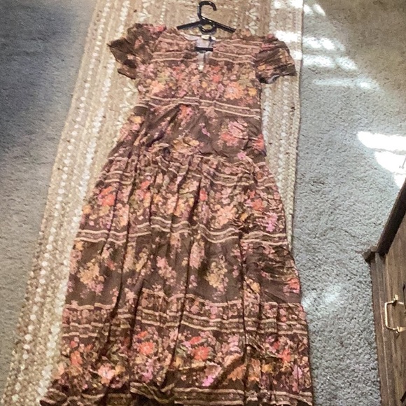 Spell | Dresses | Spell Meadowland Flutter Sleeve Dress Hazelnut Sz S ...